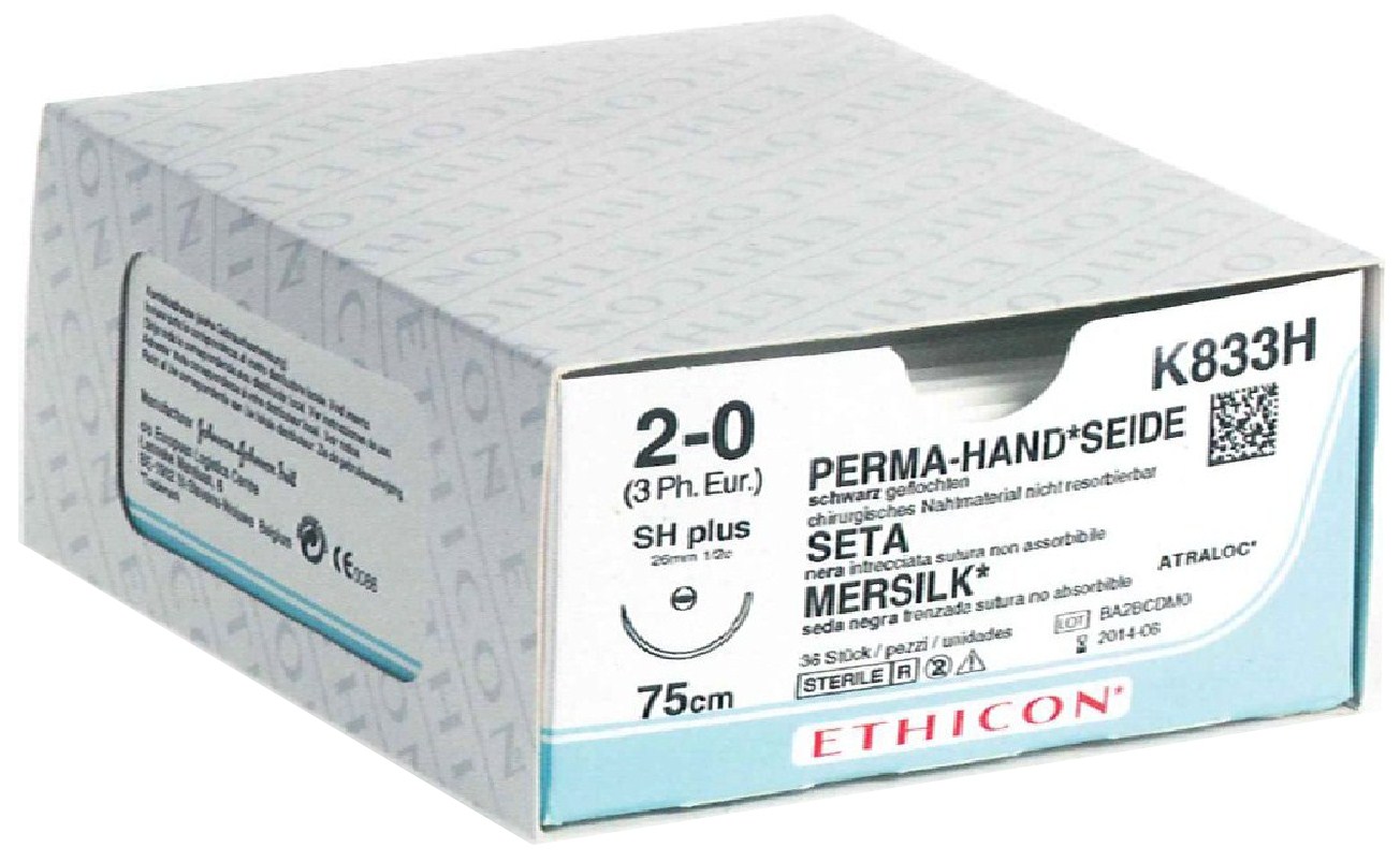 Silk suture 4-0, EH7149G, FS-2 needle, 45 cm black - Suture Online Silk suture 4-0, EH7149G, FS-2 needle, 45 cm black - Suture Online